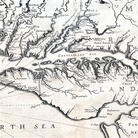 1676 John Speed Map Of Maryland Virginia And Chesapeake Bay On