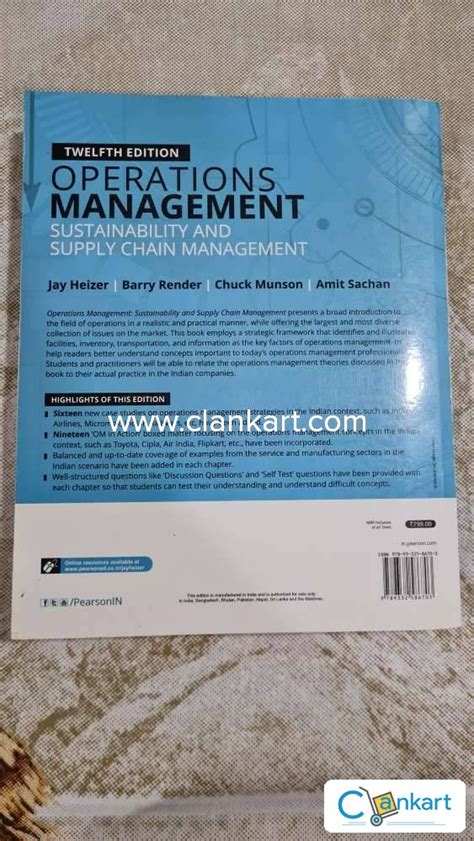 Buy Operations Management Book In Excellent Condition At Clankart
