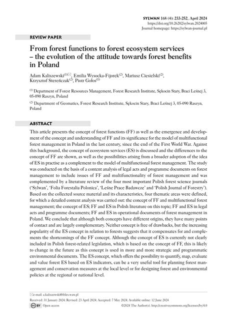 PDF From Forest Functions To Forest Ecosystem Services The Evolution Of The Attitude Towards
