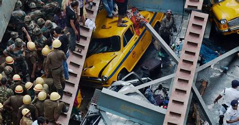 Sickening Moment Flyover Collapses In Kolkata Killing At Least 14