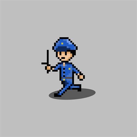 Pixel Art Style Old Videogames Style Retro Style 18 Bit Police Vector