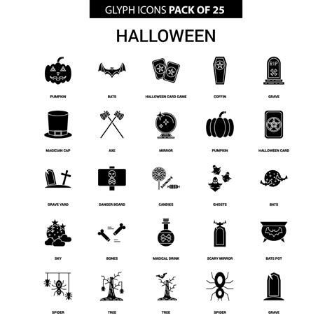 Halloween Glyph Vector Icon Set 14324337 Vector Art At Vecteezy