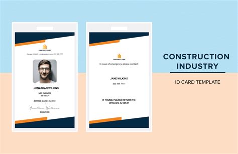 Editable Construction Id Card Templates In Psd To Download