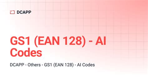 Gs1 Ean 128 Ai Codes Dcapp Gs1 Ean 128 Ai Codes Dcapp