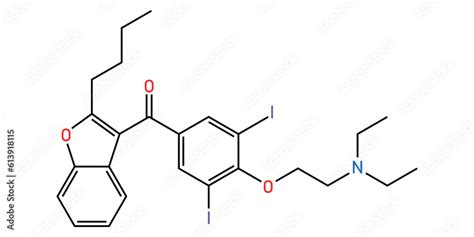 Chemical Structure Of Amiodarone C25h29i2no3 Chemical Resources For