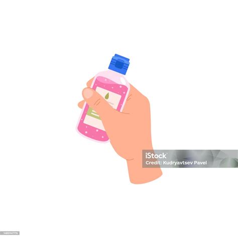 방부제 또는 소독제 젤 병이 있는 손 분리된 평면 벡터 그림 건강관리와 의술에 대한 스톡 벡터 아트 및 기타 이미지 건강