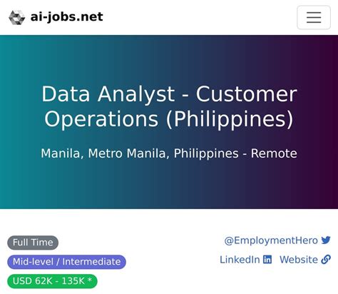 Hiring Data Analyst Customer Operations Philippines Remote R