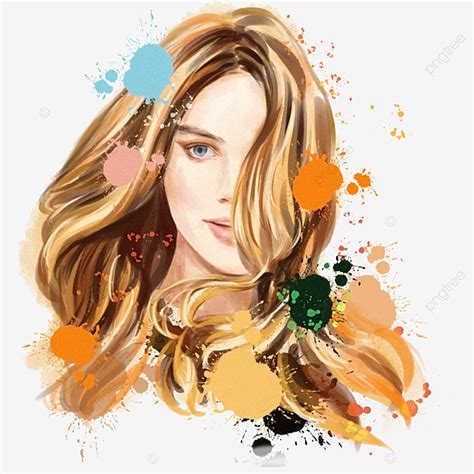 수채화 자유형 인물 일러스트 여자 아바타 수채화 튐 아름다움 Png 일러스트 및 Psd 이미지 무료 다운로드 Pngtree