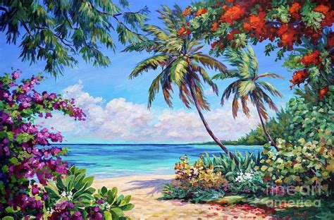 Tropical Art Print Tropical Painting Tropical Beach Beach Artist