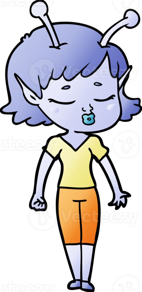 Cute Alien Girl Cartoon 45103304 Png