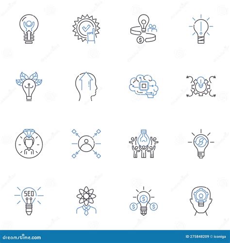 Intuition Formulation Line Icons Collection Insight Perception