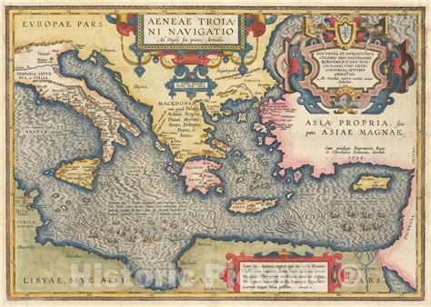 Historic Map Aeneae Troiani Navigatio Ad Virgilij Sex Priores Aeneid