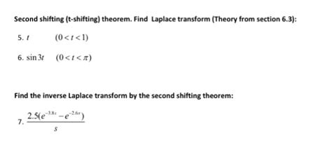 solved second shifting t shifting theorem find laplace