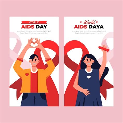 Premium Vector Flat World Aids Day Vertical Banners Set