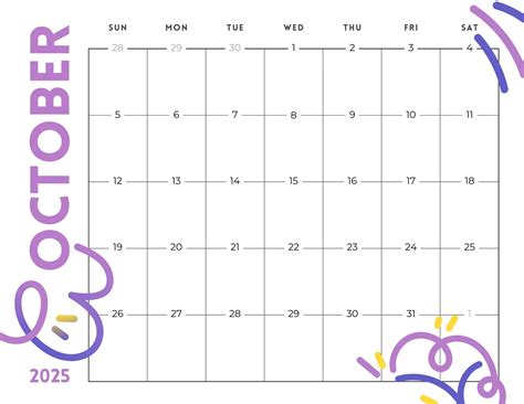 Free Printable Blank Calendar October 2025 Free Calendar 2025 Printable