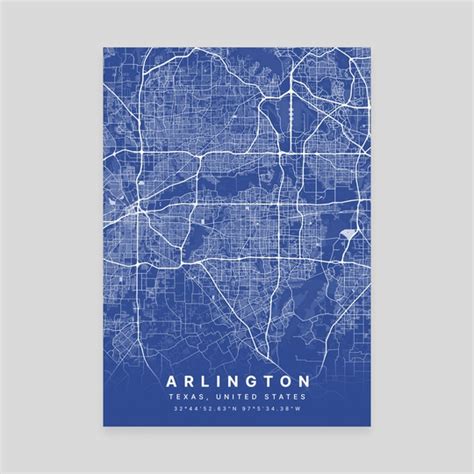 Arlington Texas United States Blueprint Map An Art Canvas By