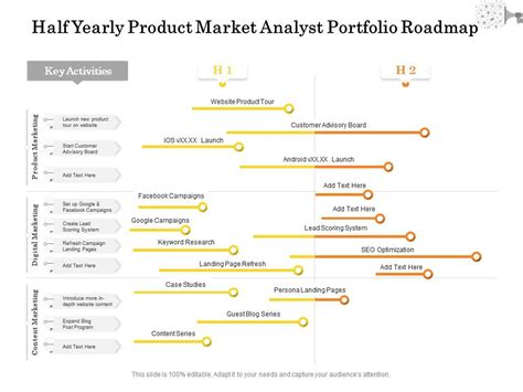 Half Yearly Product Market Analyst Portfolio Roadmap Presentation Graphics Presentation