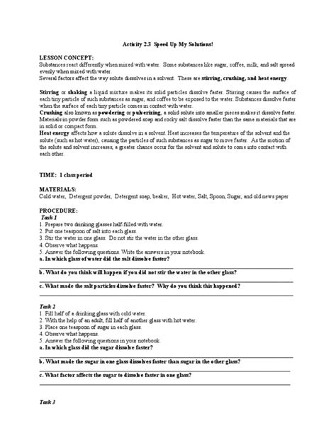 Speed Up My Solutions Pdf Water Solvent