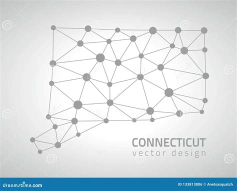 Connecticut Grey Perspective Vector Mosaic Dot Trendy Map Stock Vector