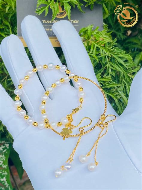 Lắc Tay VÀng 18k đính Ngọc Trai TỰ NhiÊn