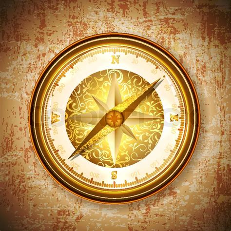 Vinatge Antique Golden Compass Stock Vector Colourbox