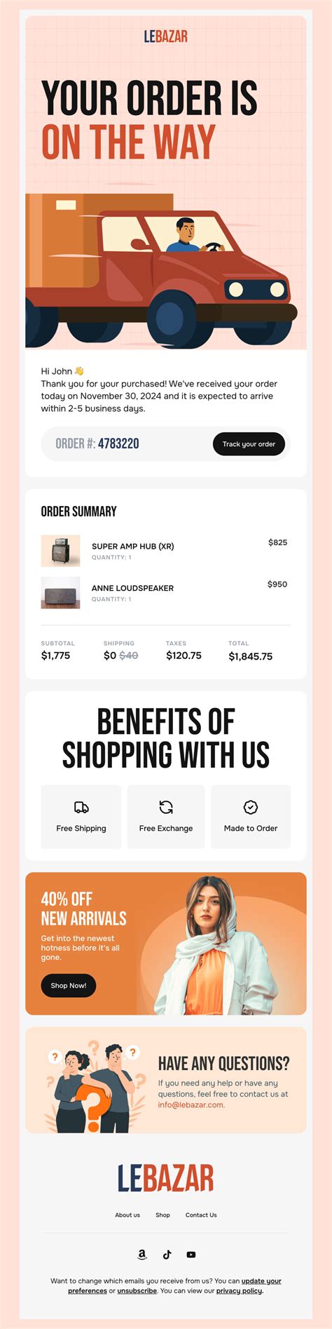 Free Html Email Templates For Order Confirmation Designmodo