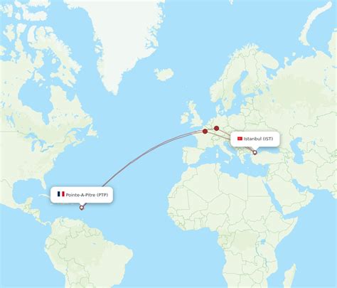 All Flight Routes From Istanbul To Pointe A Pitre Ist To Ptp Flight