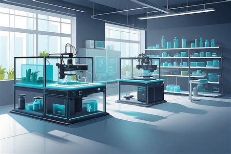 Premium Photo Lab Section With 3d Printing Prototypes Vector Illustration