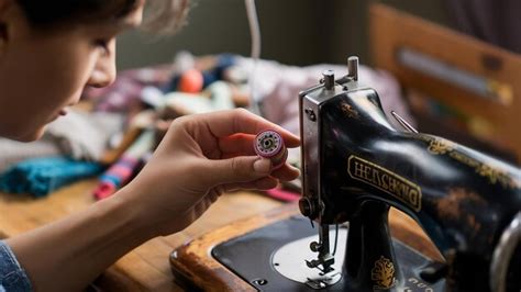 Person Putting Thread On A Sewing Machine Premium Ai Generated Image