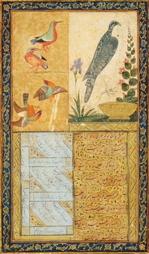 Bird Study And Calligraphy Golconda An Deccani School As Art Print