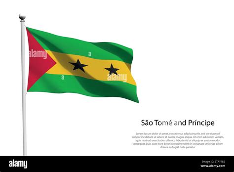 National Flag Sao Tome And Principe Isolated Waving On White Background