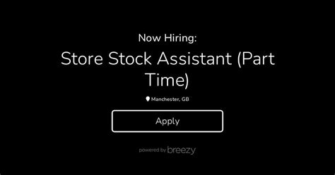 Store Stock Assistant Part Time At End