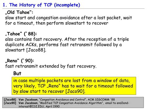 Ppt Tcpip Over Lossy Links Tcp Sack Without Congestion Control