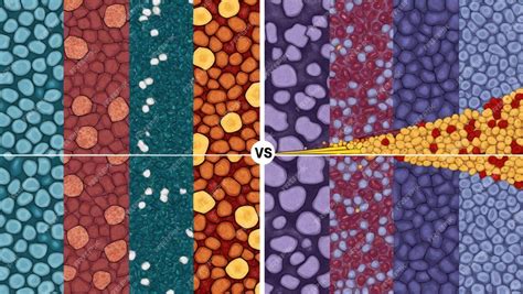 Vibrant Microscopic Images Showcasing Various Cell Structures And Patterns Premium Ai