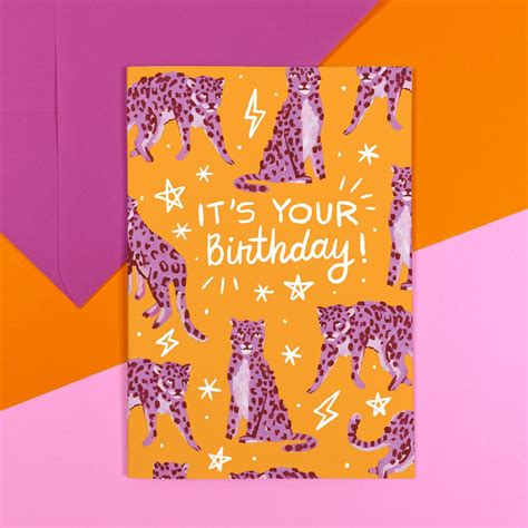 Leopard Birthday Card Happy Birthday Cute Animals Celebrate Cats