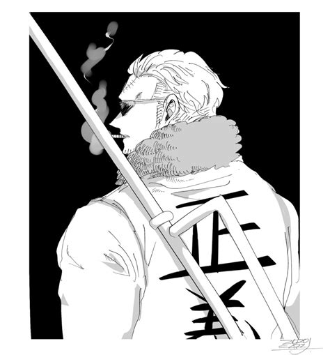 Shina Ooo Ooo Smoker One Piece One Piece Commentary Request Highres Boy Back Beard