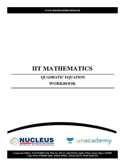 Quadratic Eqn Theory Workbook Pdf Quadratic Equation Equations