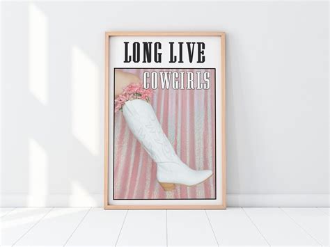 Long Live Cowgirls Poster Pink Cowgirl Boots Wall Art Pink Etsy