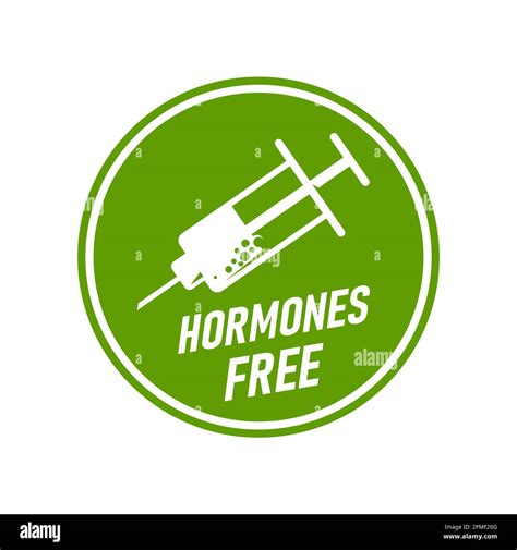 Hormones Free Icon With Syringe Natural Food And Meat Product With No