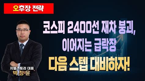 오후장 전략 리스크 관리 필요한 시장 현금 확보 하고 다음 스텝 대비하자 박창윤 대표 주식 주가 투자 Youtube