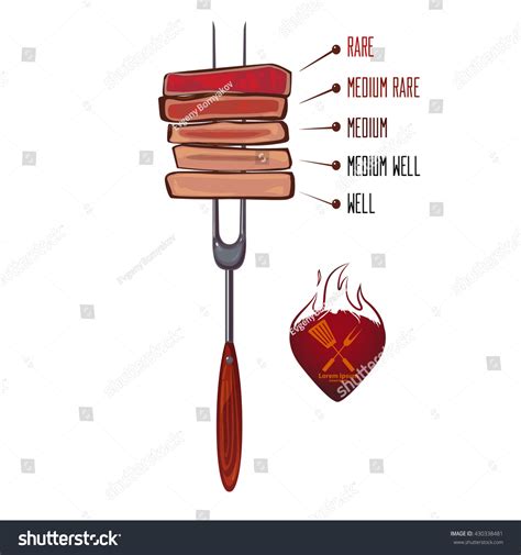 Slices Beef Steak On Fork Steak Stock Vector Royalty Free 430338481
