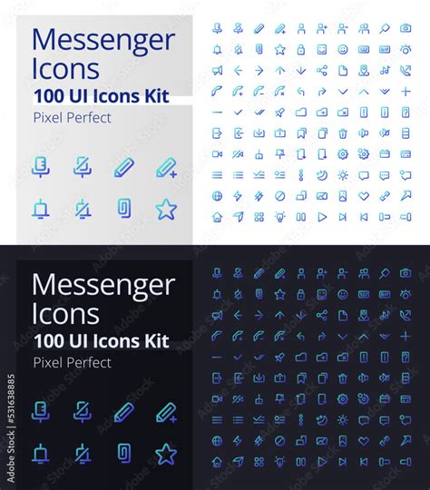 Messenger Pixel Perfect Gradient Linear Ui Icons Kit For Dark Light Mode Online Communication