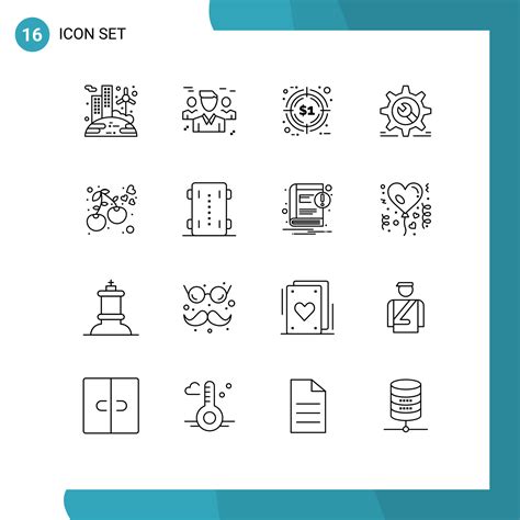Set Of 16 Commercial Outlines Pack For Configuration Wheel Protection Cog Target Editable Vector