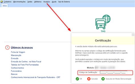 Tms Aplicativo De Entrada Certificar Módulo Antes Do Vencimento