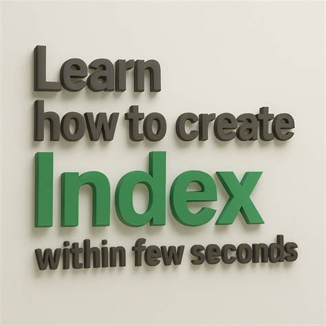 Create Index In Excel Sheet