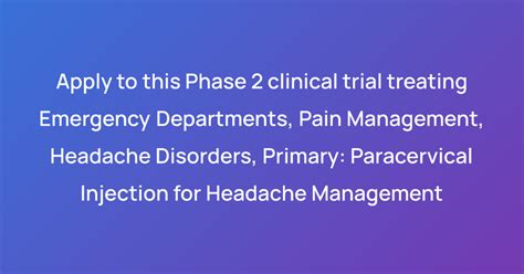 Paracervical Injection For Headache Management Clinical Trial 2024 Power