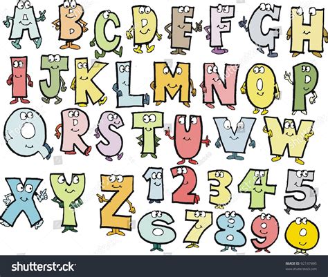 Cartoon Alphabet Characters Vector Stock Vector 92137495 Shutterstock