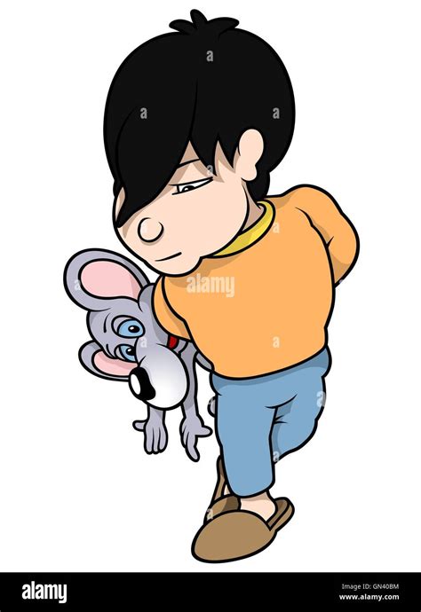 Boy Holding Mouse Stock Vector Image And Art Alamy