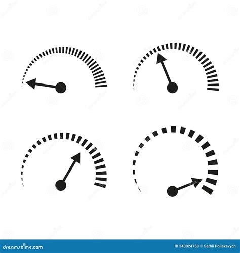 Speedometer Icon Set Four Speed Gauge Measurement Symbol Collection Vector Meters
