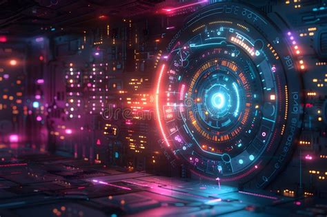 Background With Technological Digital Data Interface Elements Schematics Chains And Numbers